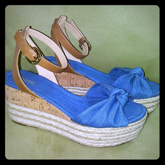 MICHAEL Michael Kors | Shoes | Michael Kors Denim Blue Platform ...